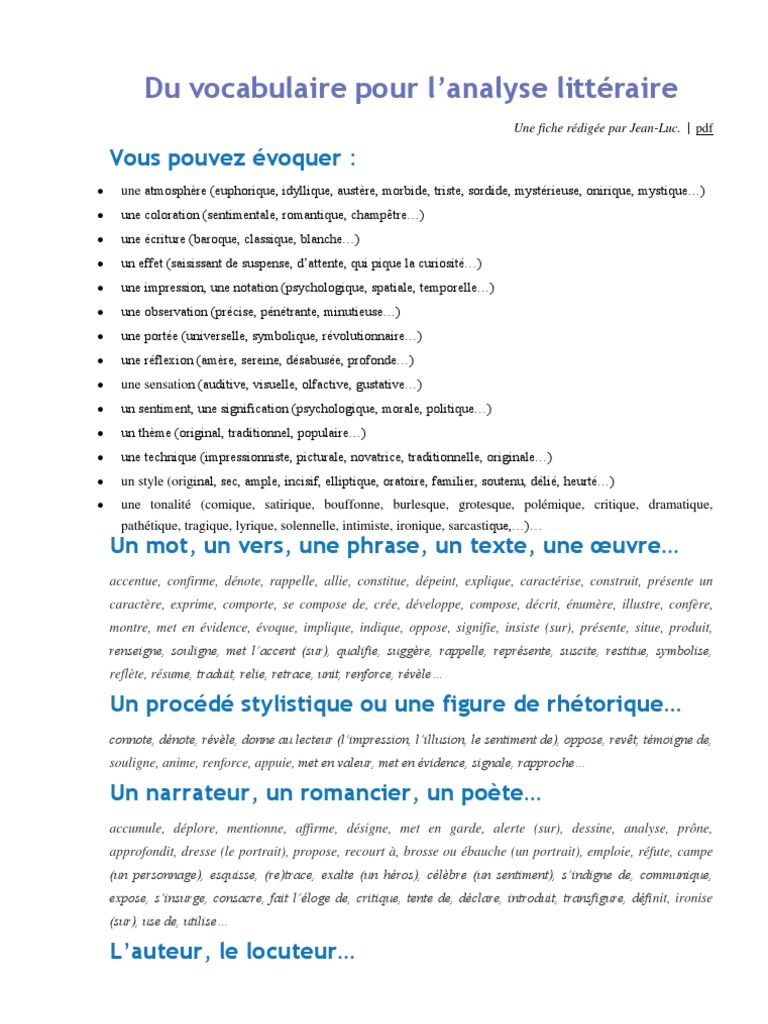 Vocabulaire pour l'analyse poétique | PDF | Sonnets | Poésie