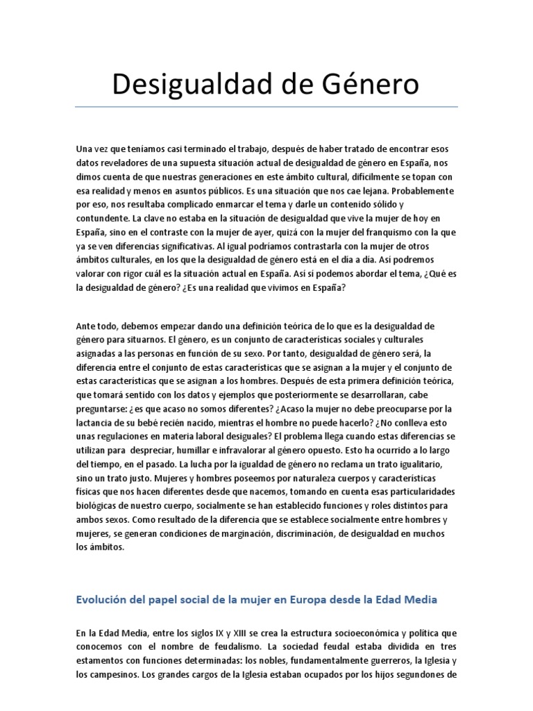 Desigualdad de Género | Mujer | Desigualdad social