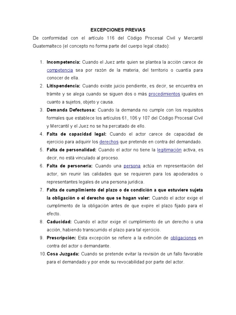 Excepciones Previas | PDF