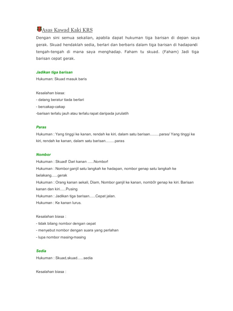 Asas Kawad Kaki KRS | PDF