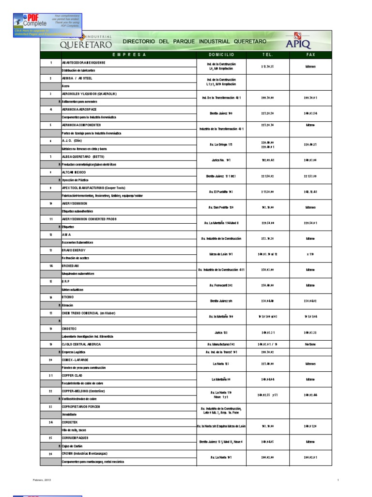 directorio empresarial.pdf | Ingeniería de Edificación | Rieles