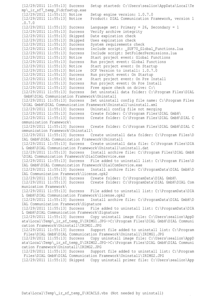 DIAL Communication Framework Setup Log | PDF | Windows Registry | Computer File