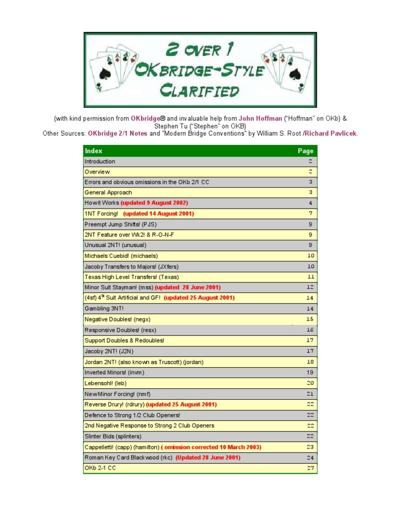 Two Over One in Bridge | PDF | Whist Family Of Card Games | Contract Bridge