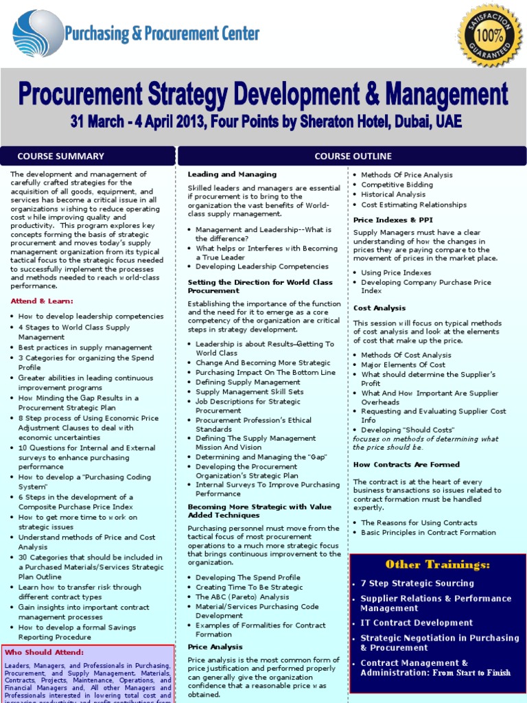 Seminar Procurement Strategy Development Dubai | PDF | Procurement ...