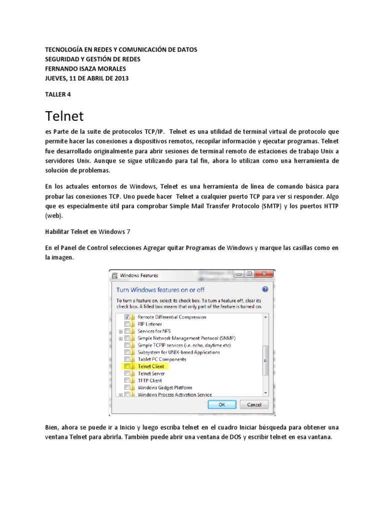 Taller Telnet y SSH | PDF | Cubierta segura | Interfaz de línea de comando