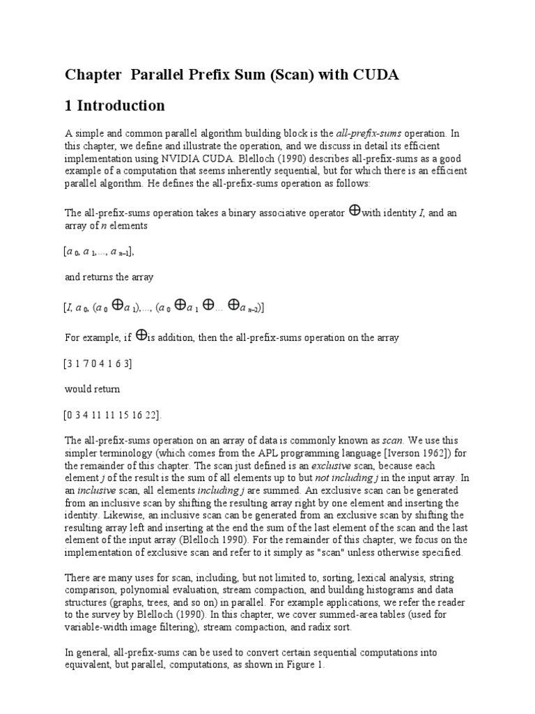 Chapter Parallel Prefix Sum | PDF | Parallel Computing | Graphics Processing Unit