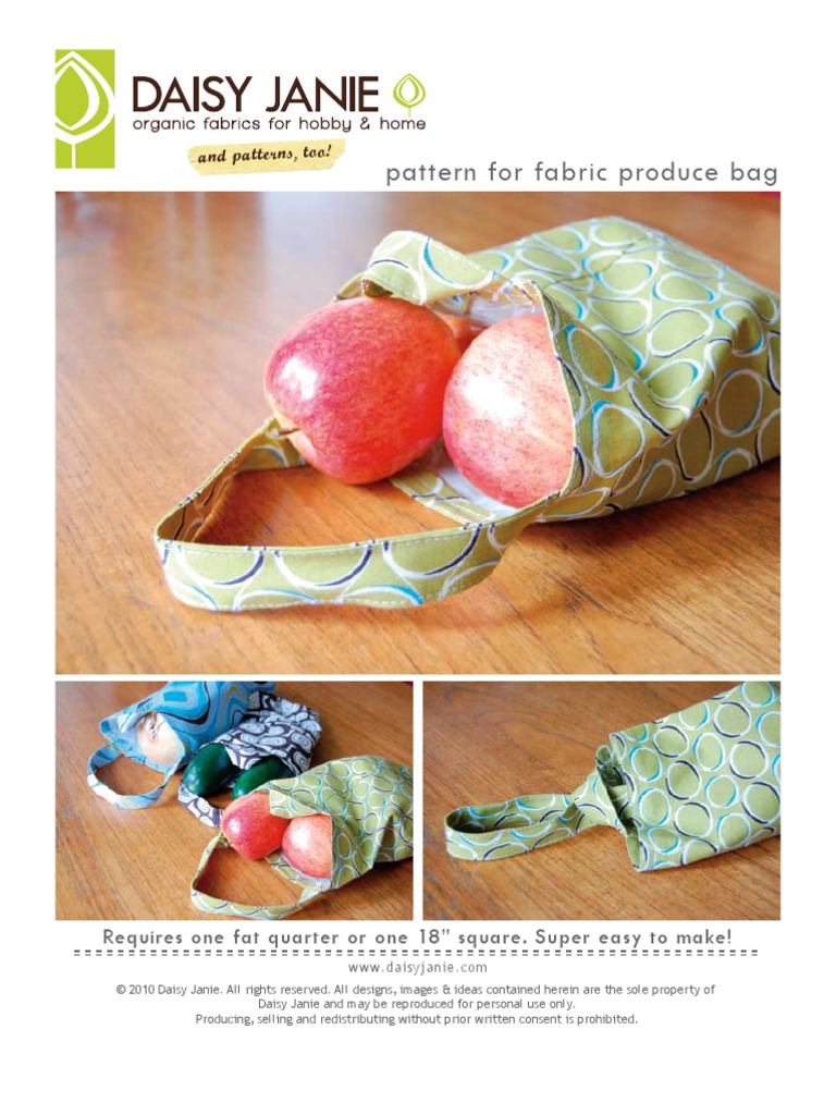 Fabric Produce Bag Pattern | PDF | Seam (Sewing) | Sewing