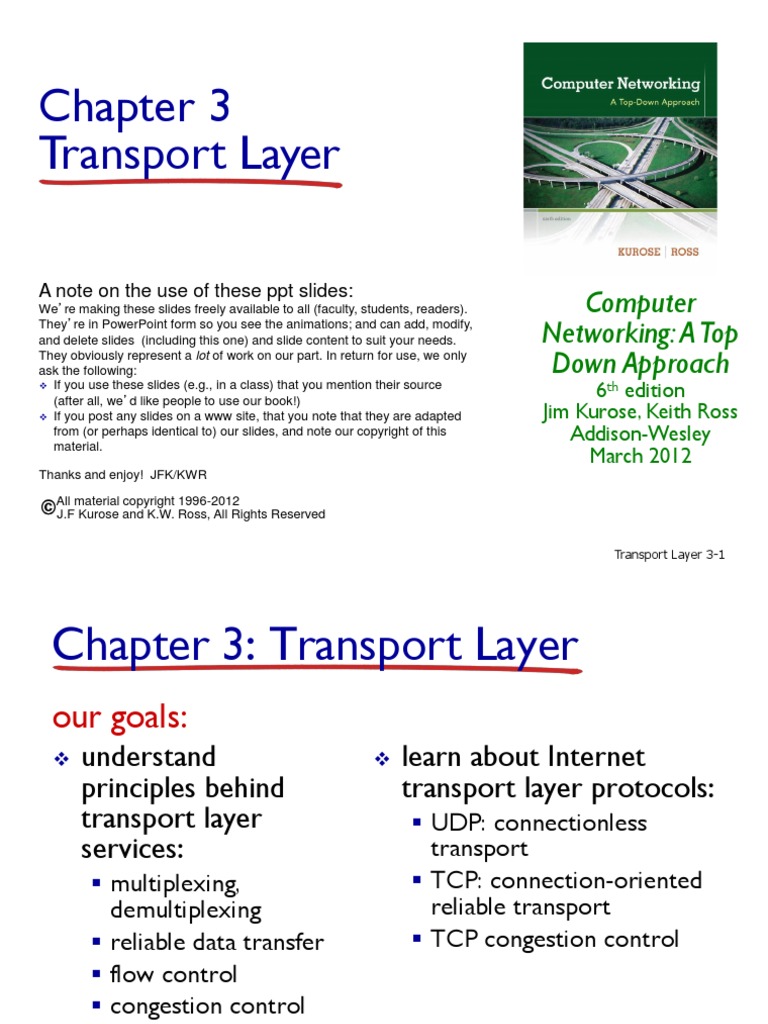 Ch03 - Transport Layer | PDF | Transmission Control Protocol | Network Congestion