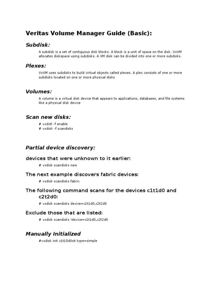 Veritas Volume Manager Command Guide | PDF | File System | Disk Storage