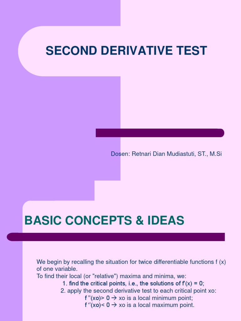 Presentation4 - Second Differentials Test | PDF | Maxima And Minima ...