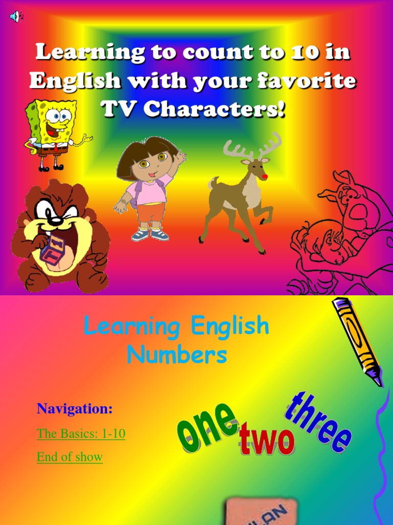 Learning To Count To 10 in English With Your Favorite TV Characters! | PDF