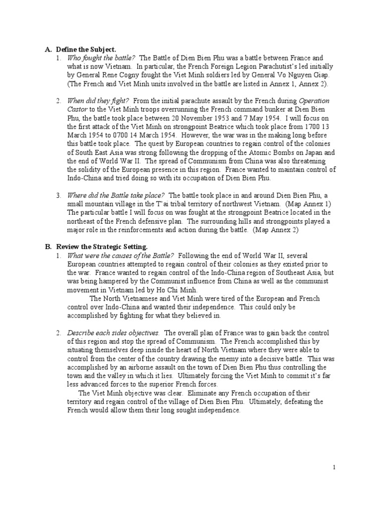 Battle Analysis | PDF | North Vietnam | Trench Warfare