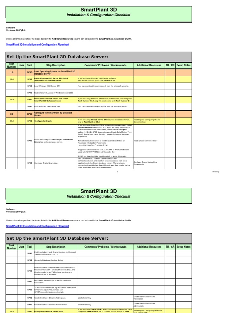 Set Up The Smartplant 3D Database Server | PDF | Oracle Database | Microsoft Sql Server