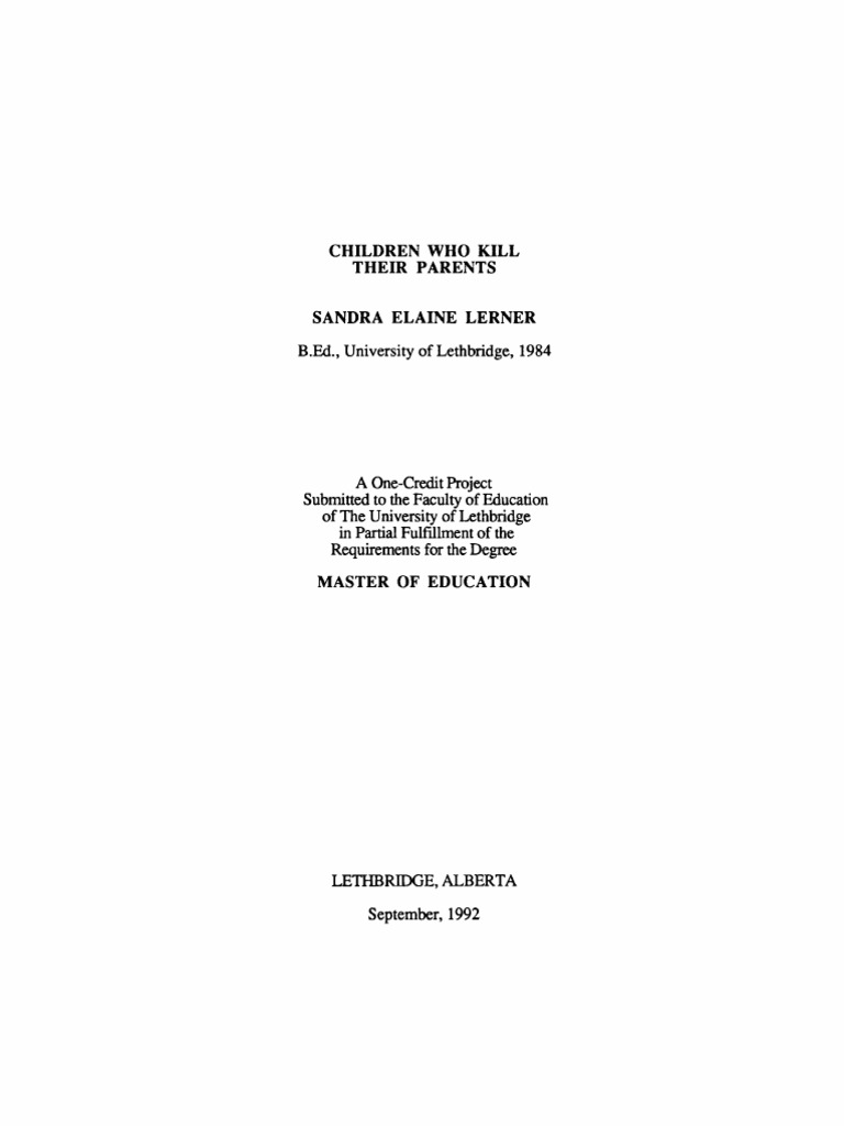Understanding Parricide in Children | PDF | Child Abuse | Domestic Violence
