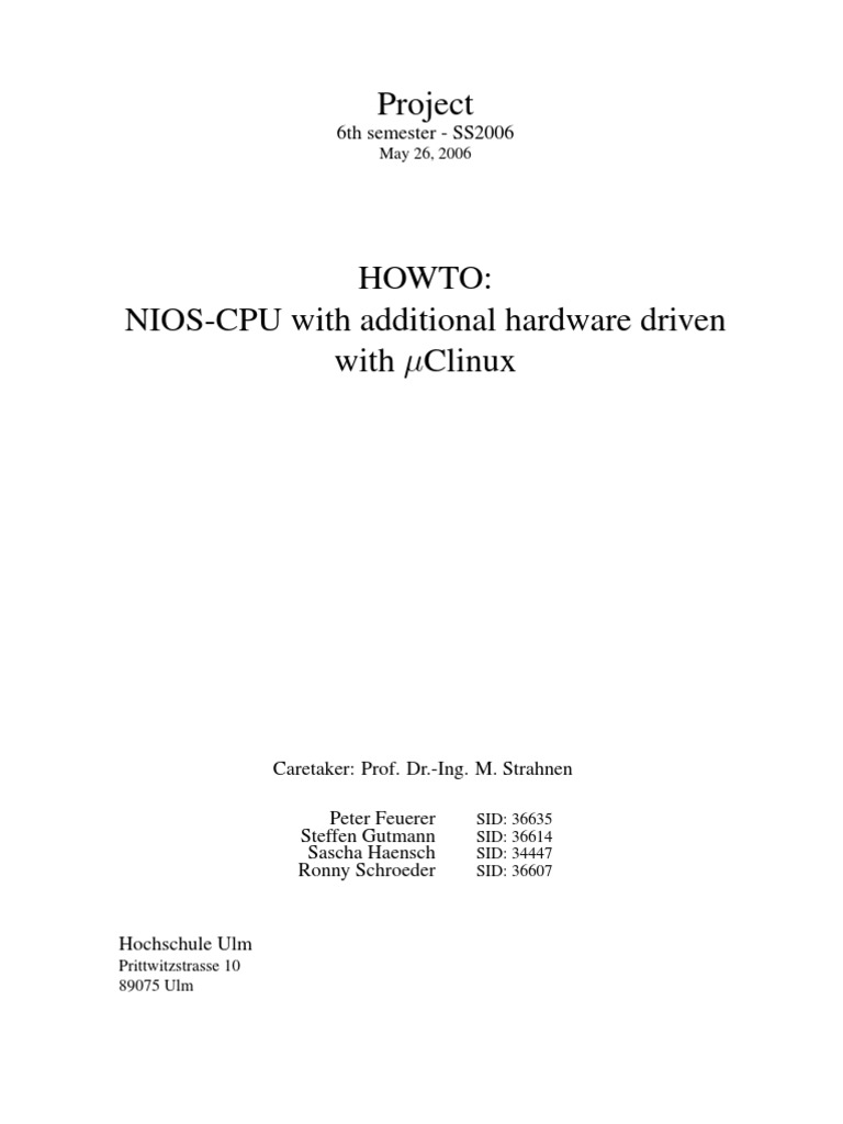 Nios2 Uclinux Additional Hardware | PDF | Field Programmable Gate Array | Vhdl