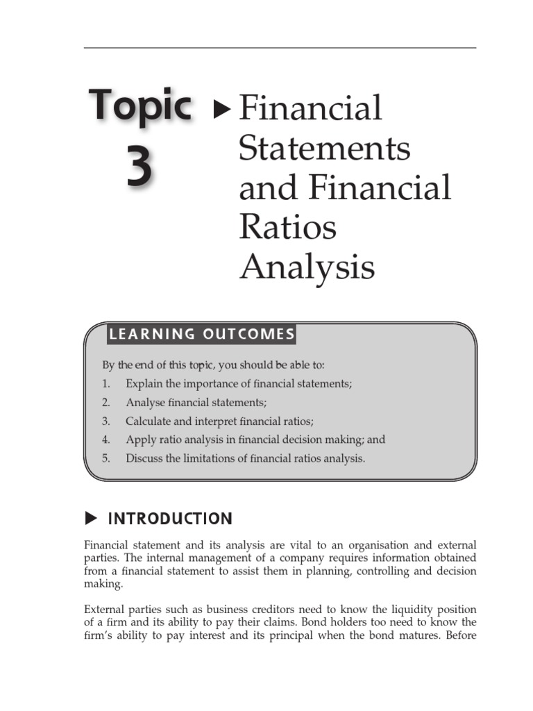 Topic 3 Financial Statement and Financial Ratios Analysis | PDF ...