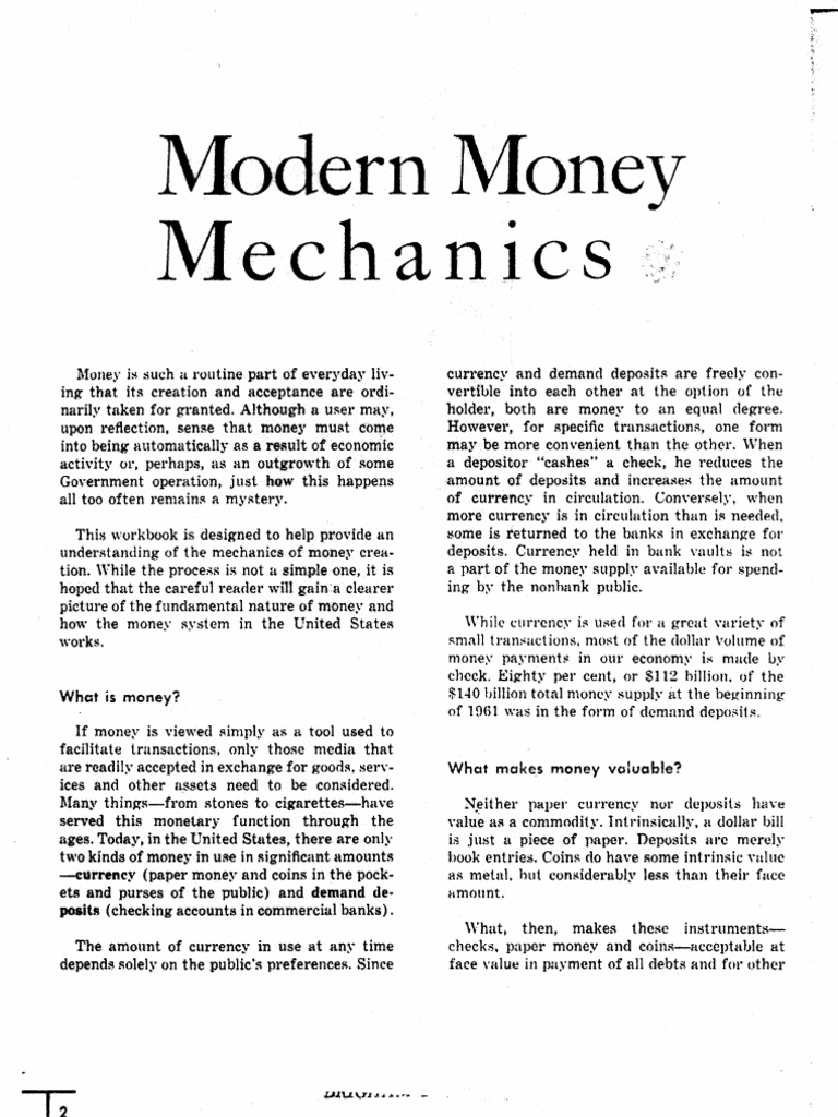 Modern Money Mechanics | PDF