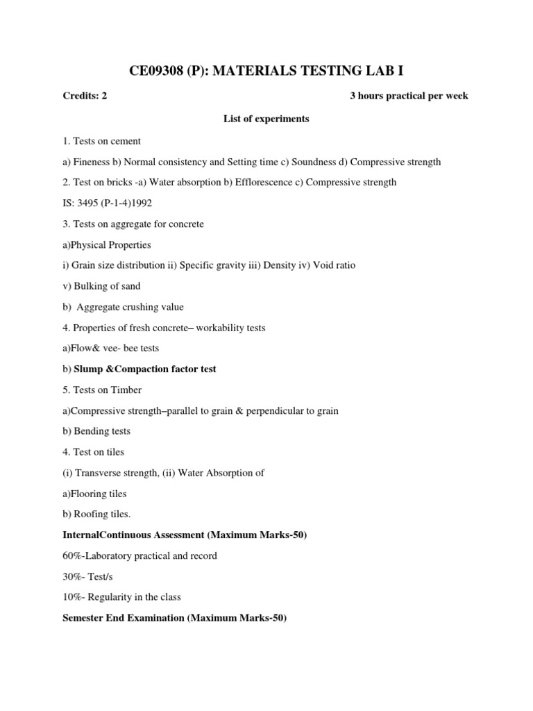 Materials Testing Lab I Overview | PDF
