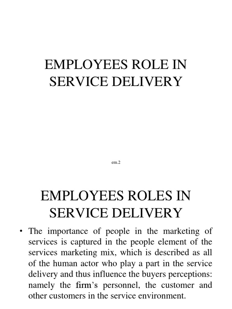 Employees Role in Service Delivery | PDF