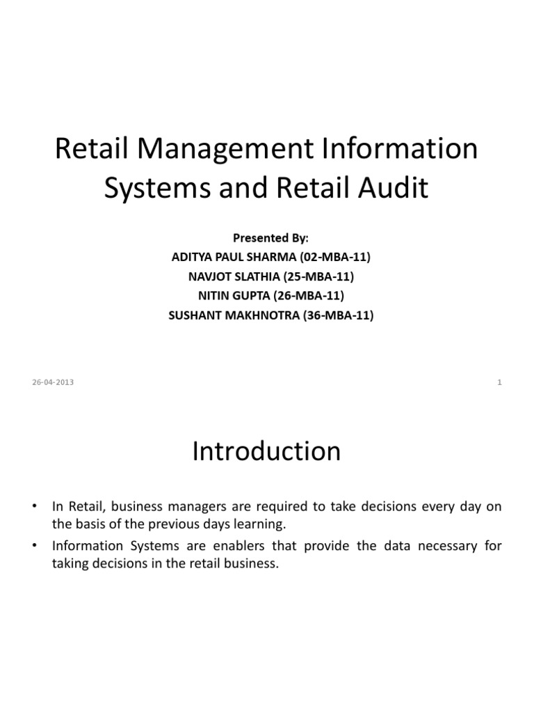Retail Management Information Systems and Retail Audit | PDF ...