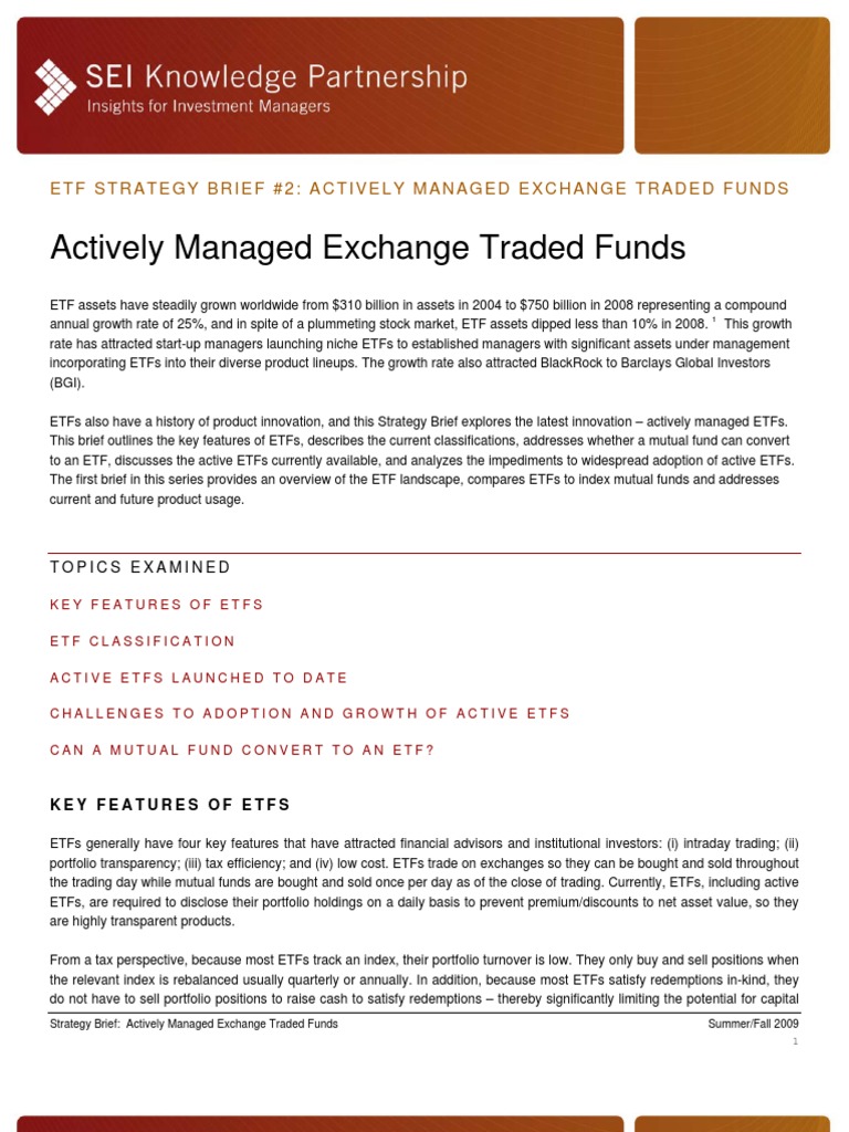 Actively Managed ETF PDF | PDF | Exchange Traded Fund | Active Management