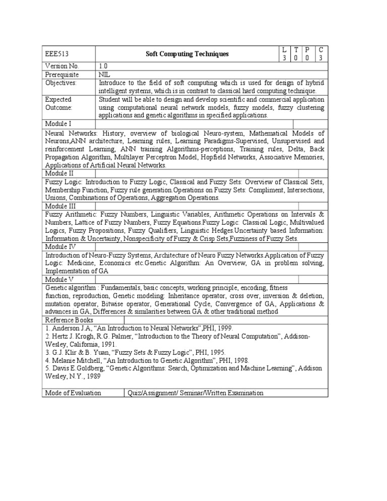 EEE513 Soft Computing | PDF | Fuzzy Logic | Artificial Neural Network
