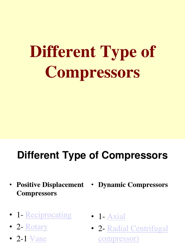 Different Type of Compressors | PDF | Turbine | Gas Compressor