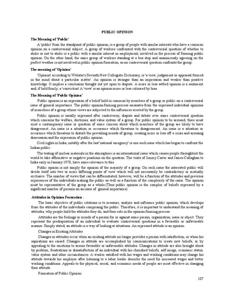 Understanding the Formation and Influence of Public Opinion | PDF ...