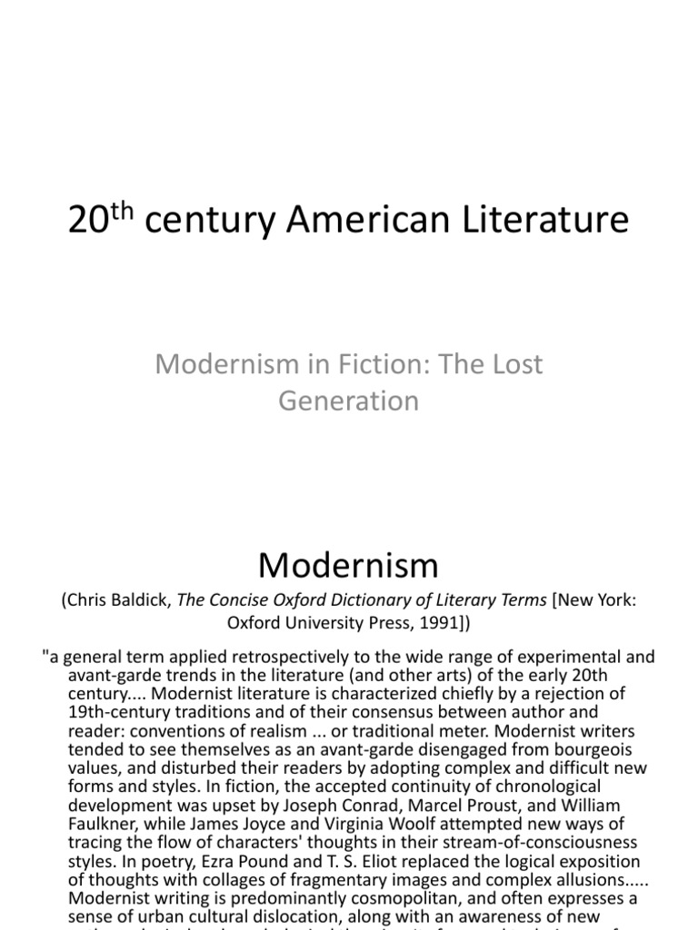 1 Lost Generation | PDF | Modernism | Literary Modernism