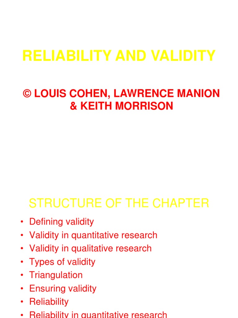 Chapter5 Validity and Reliability | PDF | Validity (Statistics ...