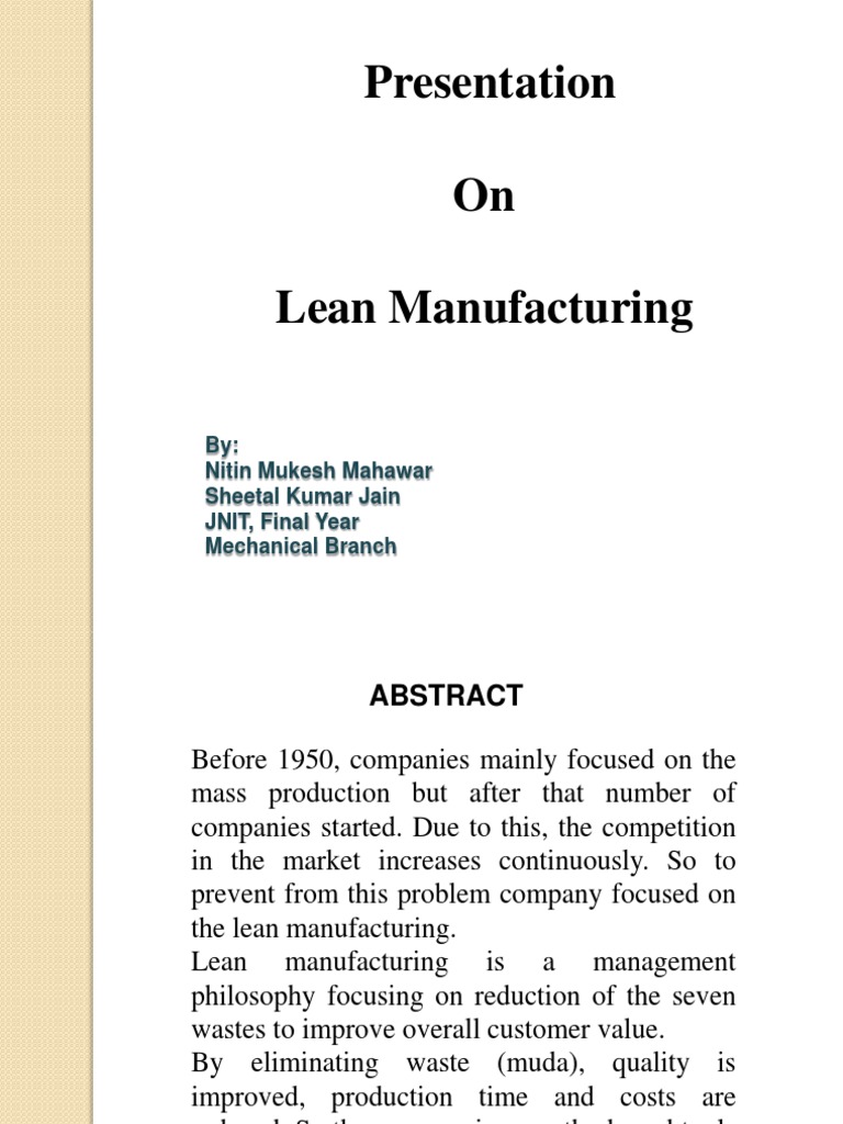 Lean Manufacturing | PDF | Lean Manufacturing | Systems Theory