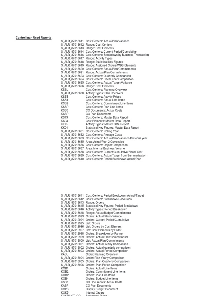 SAP - Useful Reports & Tcodes | PDF | Depreciation | Cheque