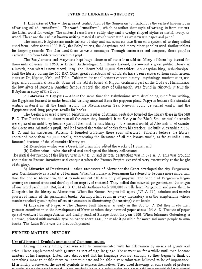 Types of Libraries | PDF | Alphabet | Manuscript