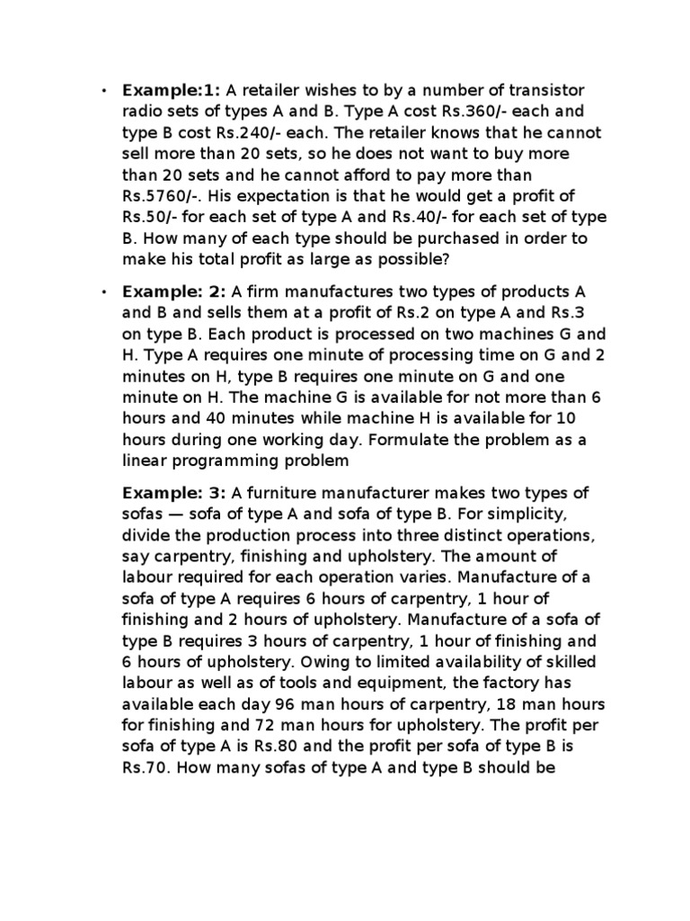 Example - LPP Formulation | Download Free PDF | Carpentry | Fertilizer