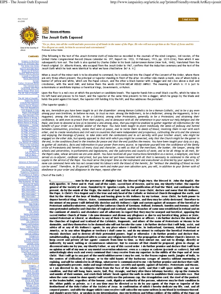 EIPS - The Jesuit Oath Exposed | Pope | Catholic Church