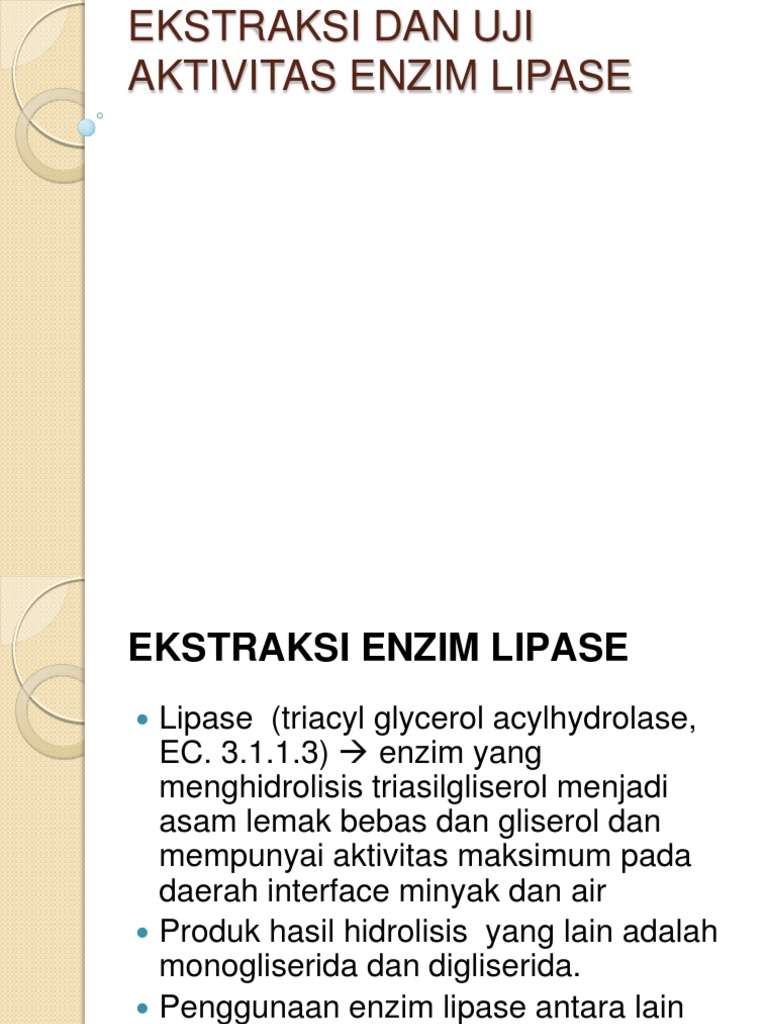 Ekstraksi Dan Uji Aktivitas Enzim Lipase | PDF