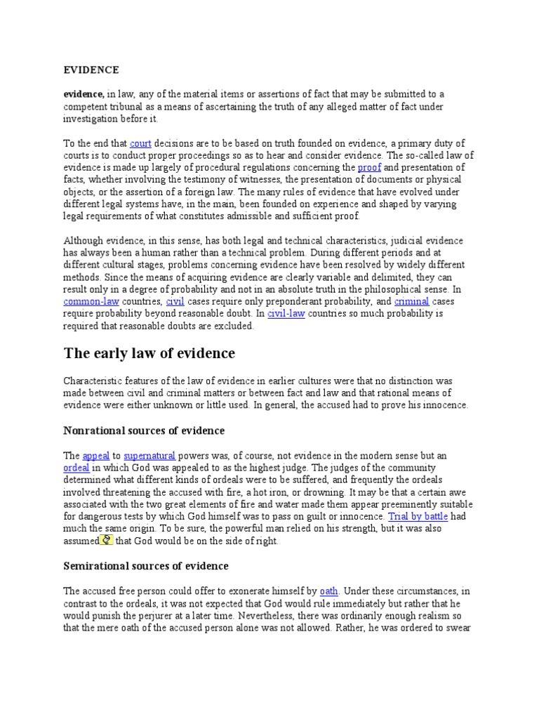 Evidence Admissibility | Evidence (Law) | Witness