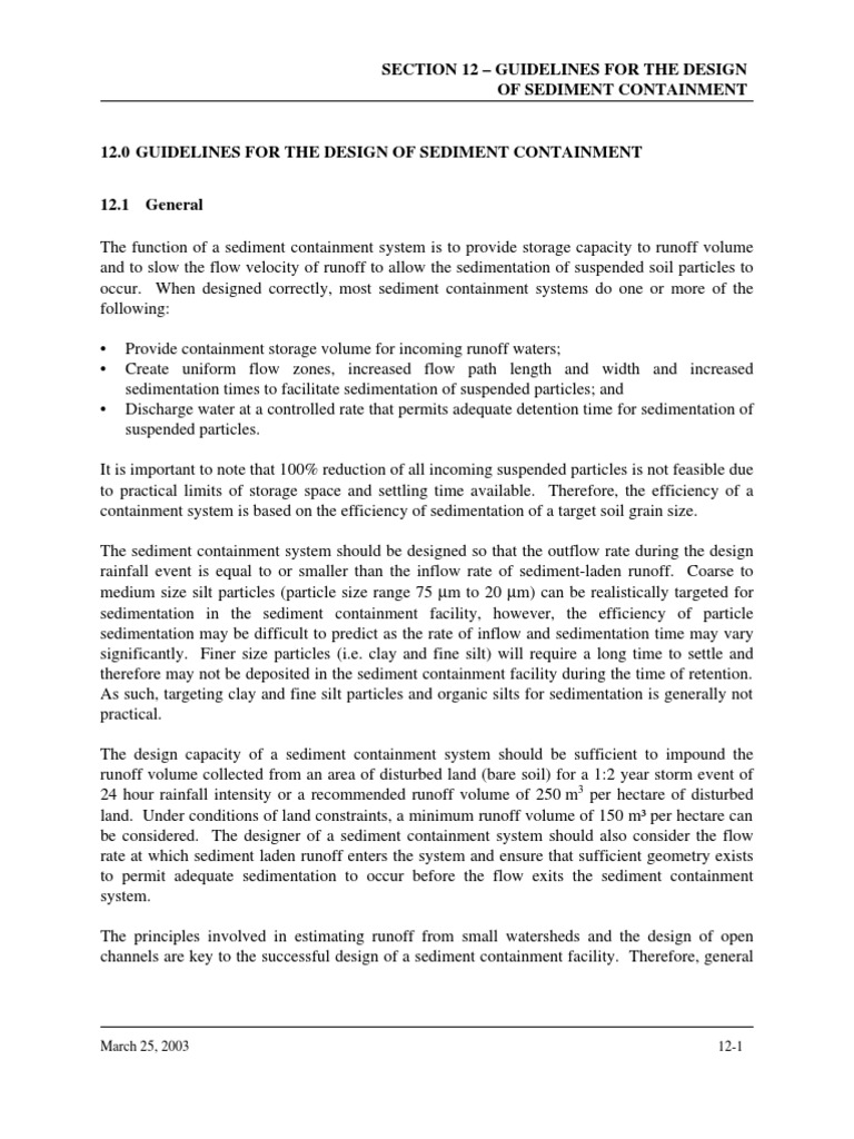 Guidelines For The Design of Sediment Containment | PDF | Sediment ...