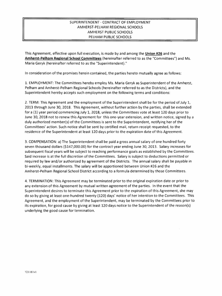 Maria Geryk ARPS Superintendent Contract | Download Free PDF ...