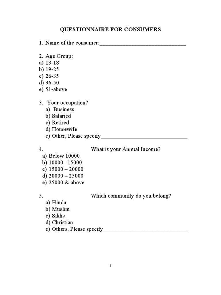 General Questionnaire | PDF | Shopping Mall | Grocery Store