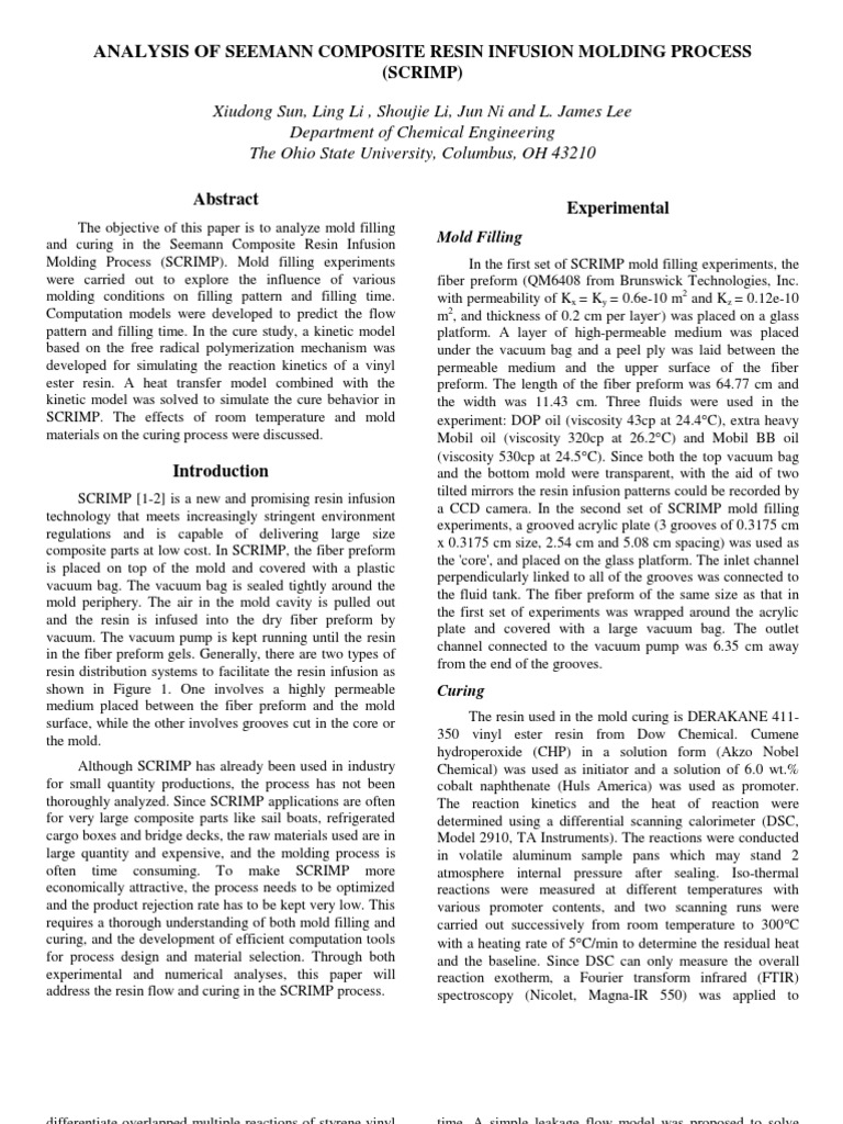 Analysis Of: Seemann Composite Resin Infusion Molding Process (Scrimp ...