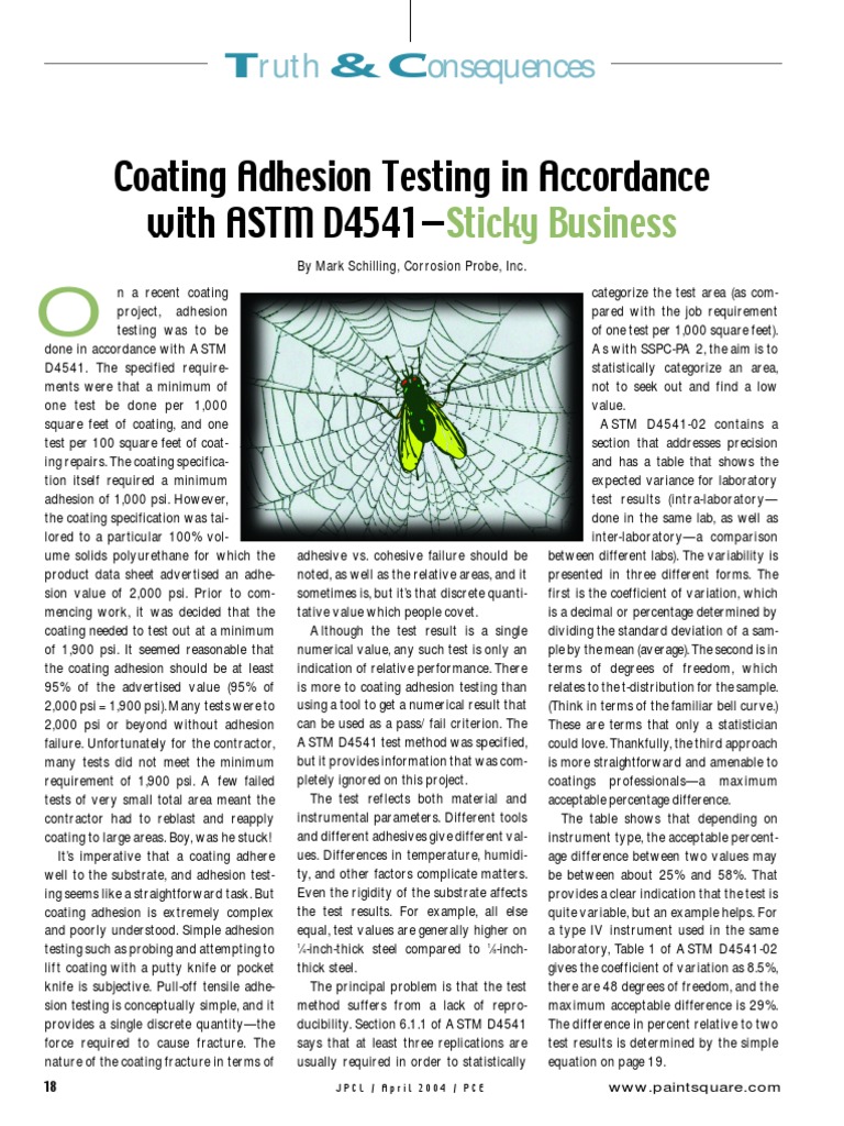 ASTM D4541 Coating Adhesion Testing in Accordance With PDF | PDF ...