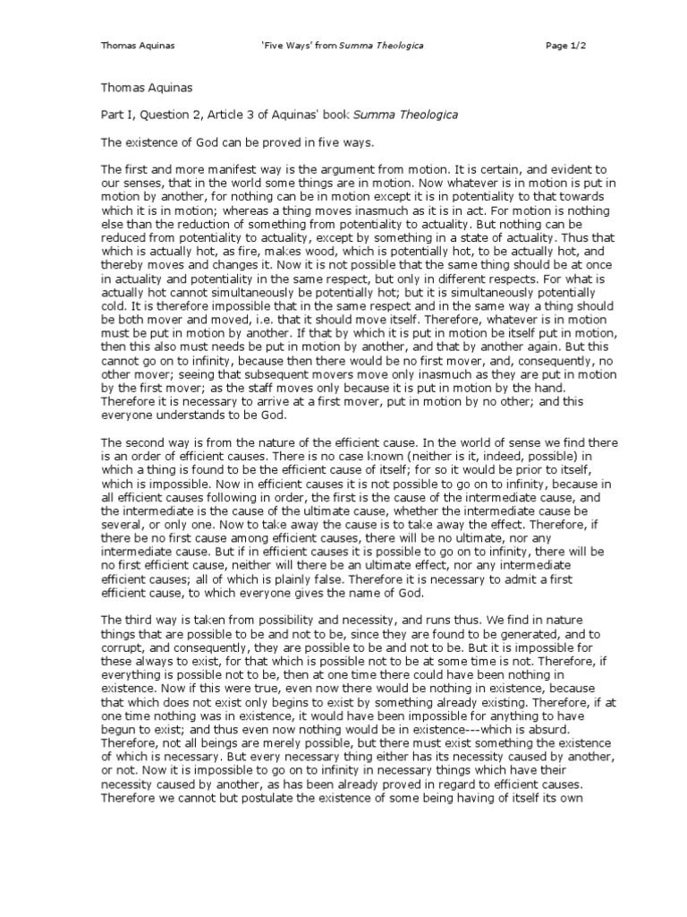 Aquinas Five Ways | Philosophical Theories | Western Philosophy