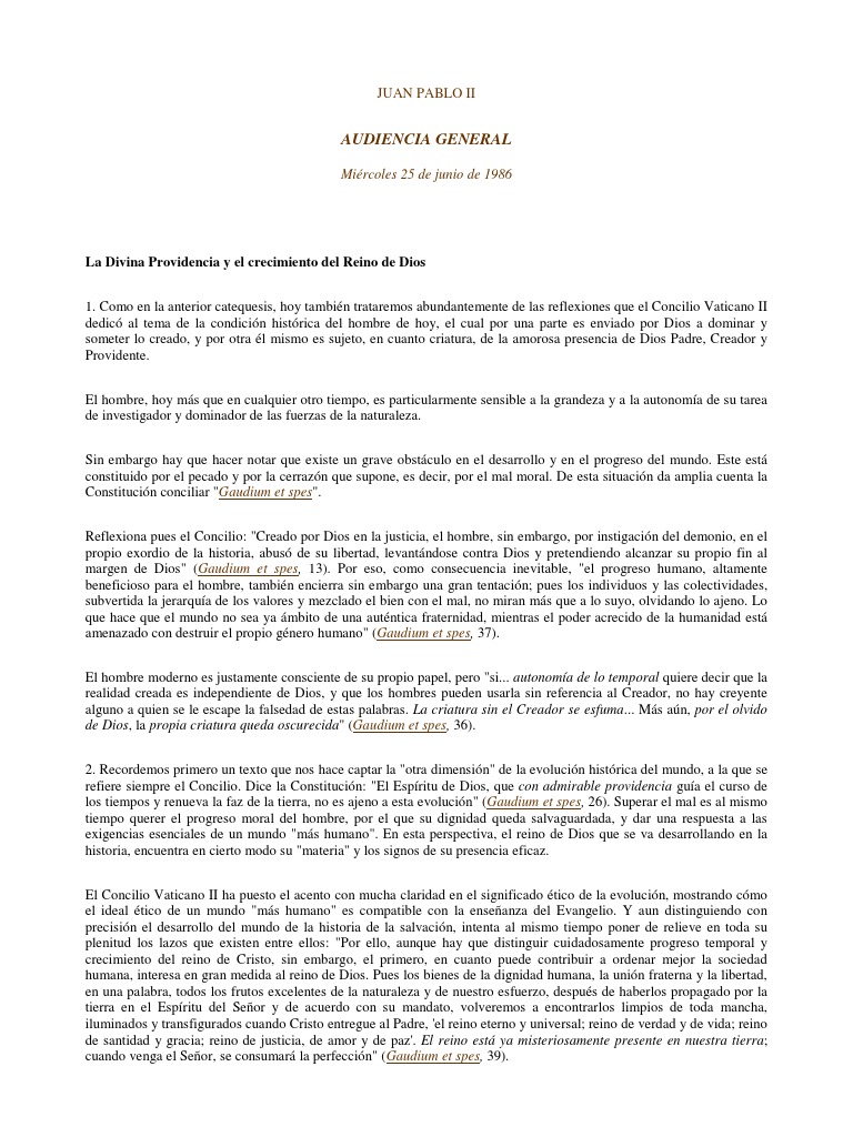 Divina Providencia - Crecimiento Reino de Dios | PDF | Cristo (título) | Verdad