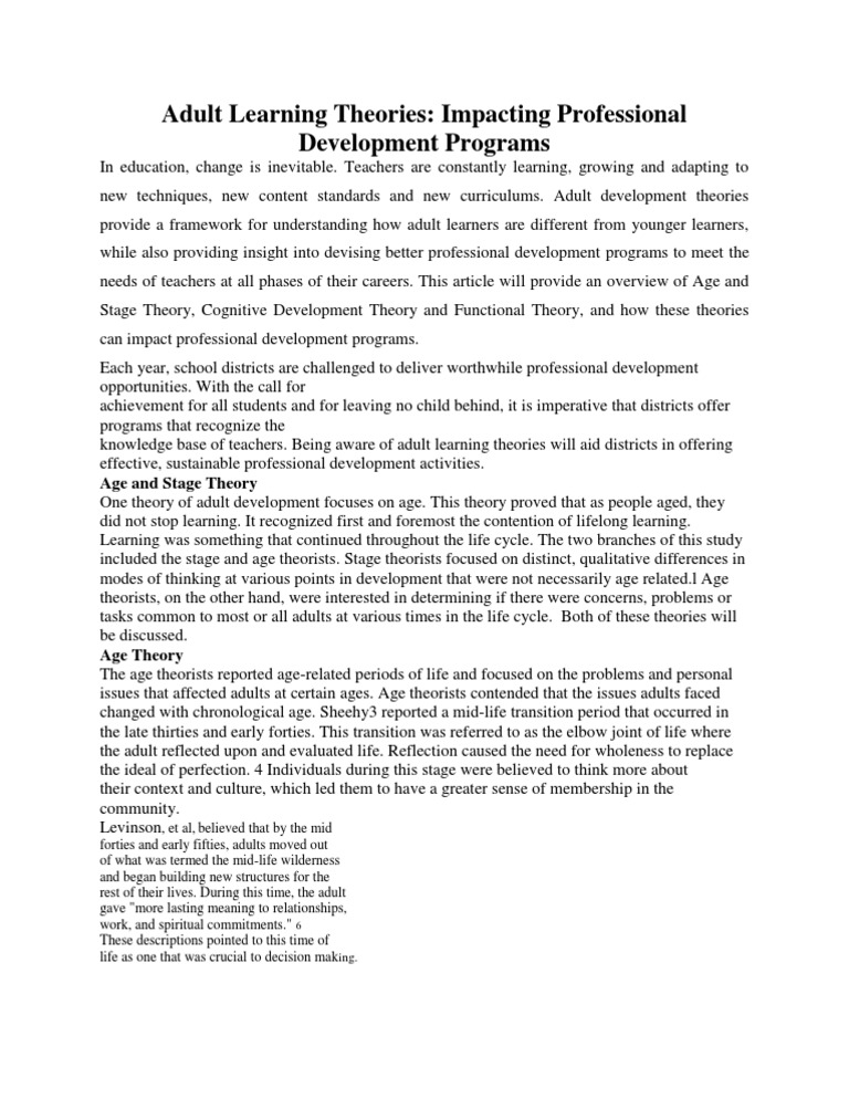 Adult Learning Theories | PDF | Learning Theory (Education) | Adult ...