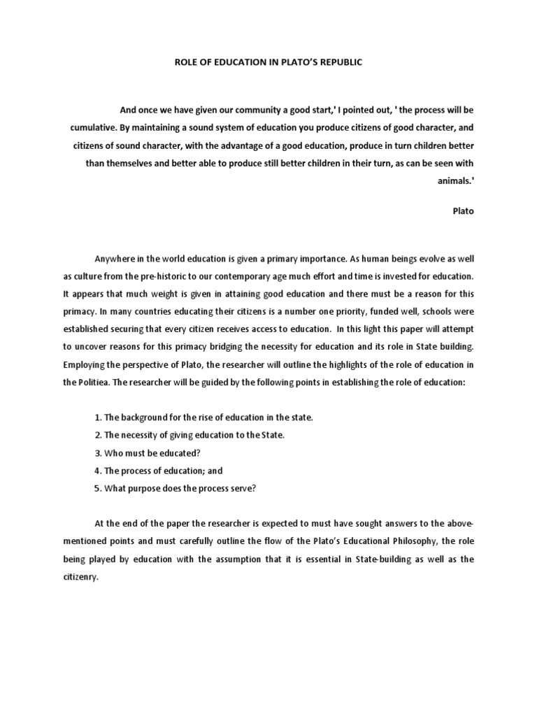 Plato's Philosophy of Education | PDF | Plato | Philosophy Of Education