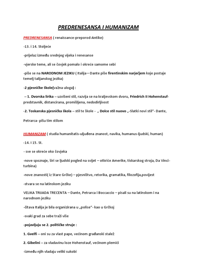 Predrenesansa I Humanizam | PDF