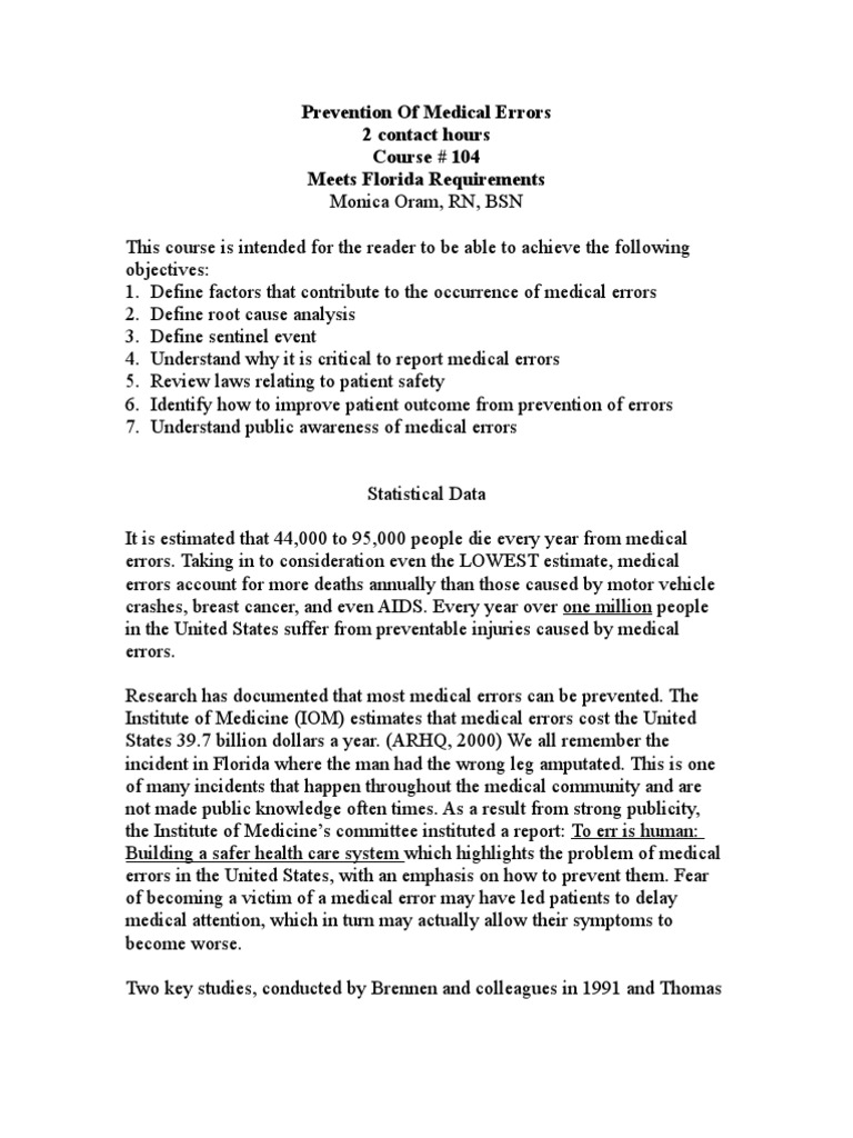 Medication Errors | Download Free PDF | Medical Error | Patient