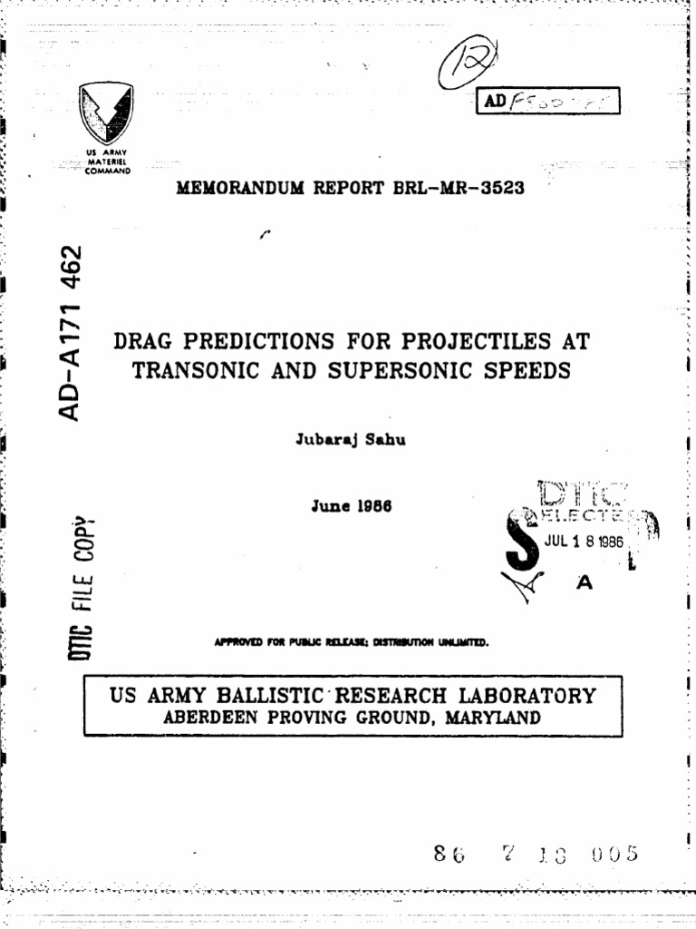 Drag Predictions For Projectiles... | Download Free PDF | Drag (Physics ...