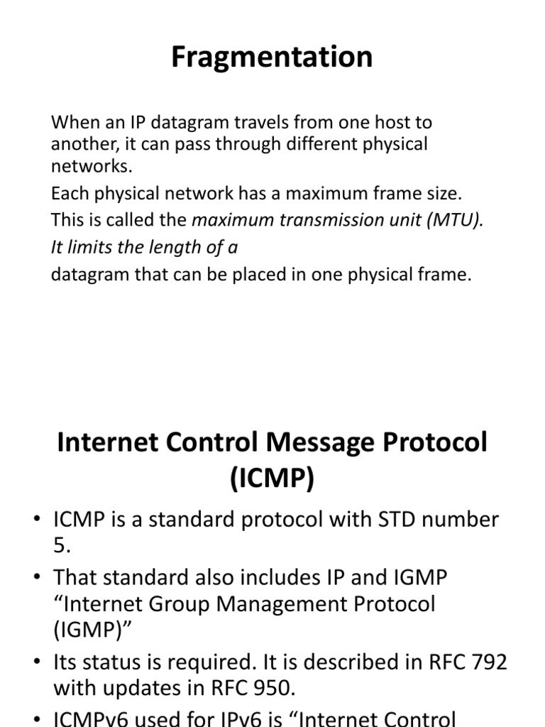 Fragmentation, ICMP, and Ping Messages | PDF | Internet Protocols ...